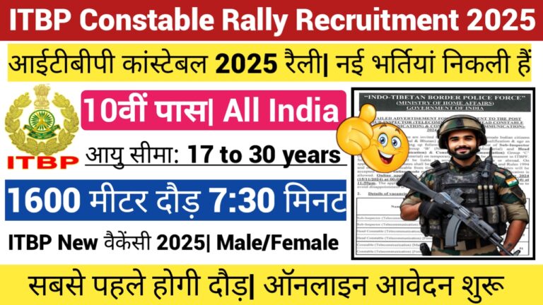 ITBP Constable Recruitment 2025 Notification Released for Various Posts